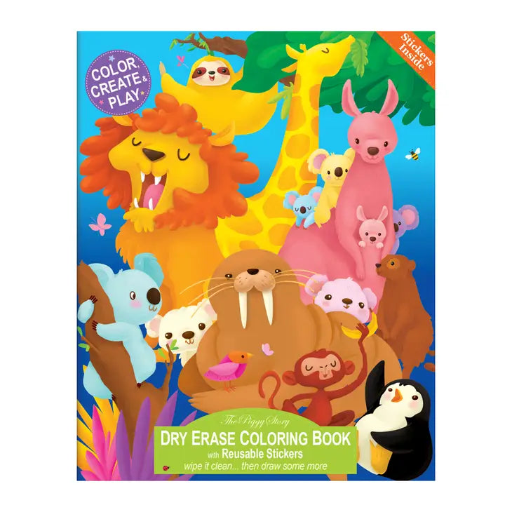 DRY ERASE COLORING BOOK - ANIMALS AROUND THE WORLD